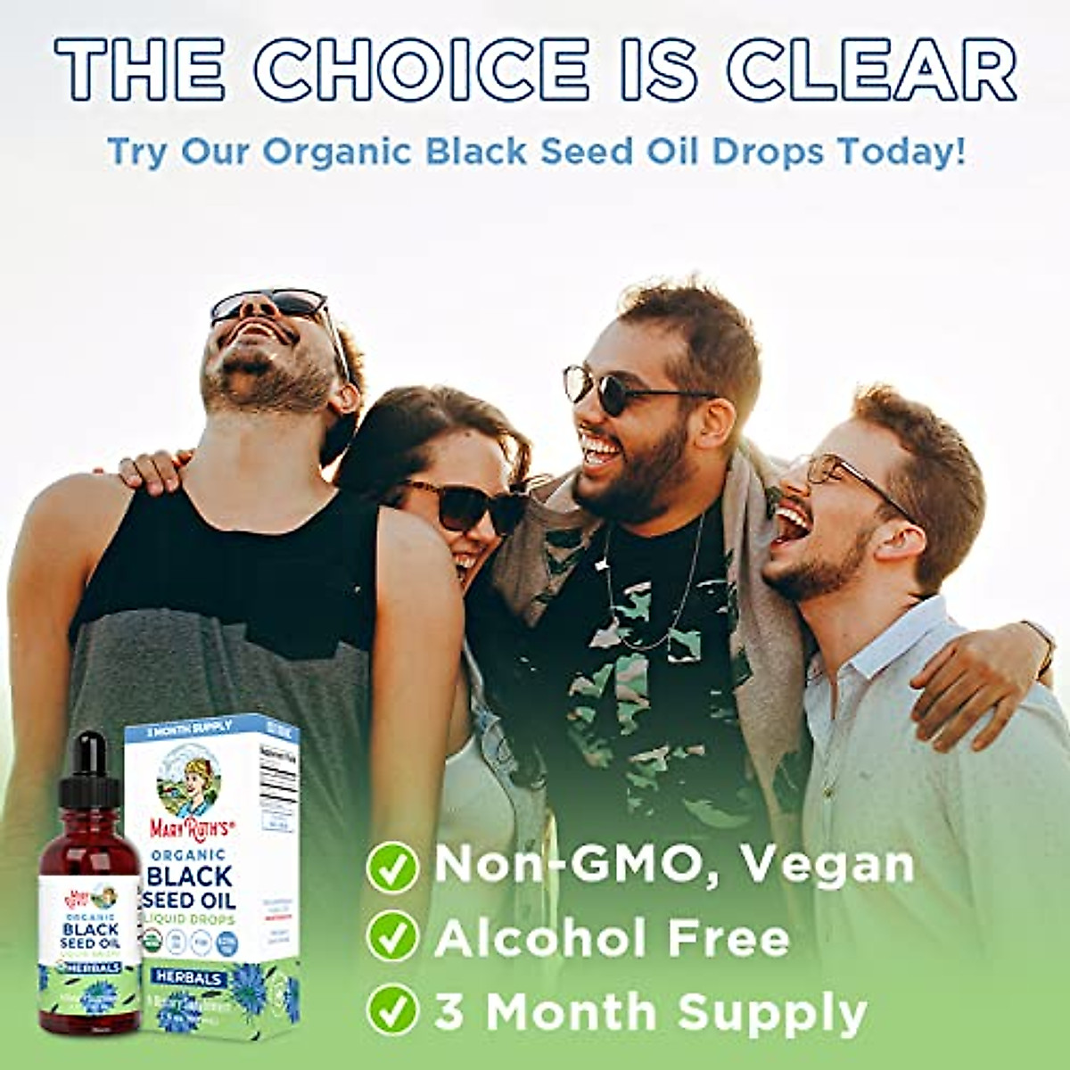 USDA Organic Holy Basil Drops & Black Cumin Seed Oil Bundle by MaryRuth's | Stress Relief | Supports Cognitive Function & Calmness | Antioxidant | Immune Support | Heart Health, Hair, and Skin.