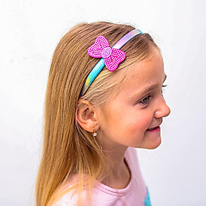 FROG SAC Interchangeable Charm Headbands for Girls, Butterfly Bow Unicorn Kids Headband, Sparkle Rhinestone Little Girl Hair Bands, Sparkly Toddler Hair Accessories for Children