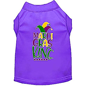 BRIGHTT - Mardi Gras King Screen Print Mardi Gras Dog Shirt Purple XS for Pet Dog Puppy Pup Pupper Doggos