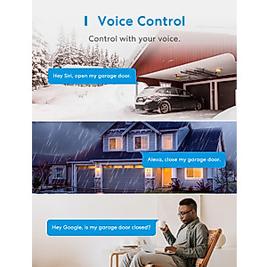 Smart Garage Door Opener Remote, Compatible with Apple HomeKit, Amazon Alexa, Google Assistant, SmartThings, Multiple Notification Modes, No Hub Needed