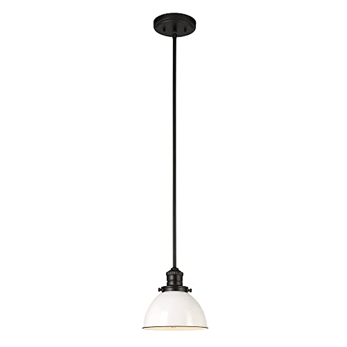 Design House 588327 Savannah Farmhouse 1-Light Indoor Pendant Dimmable White Metal Shade for Kitchen Island Bar Dining Room, Matte Black