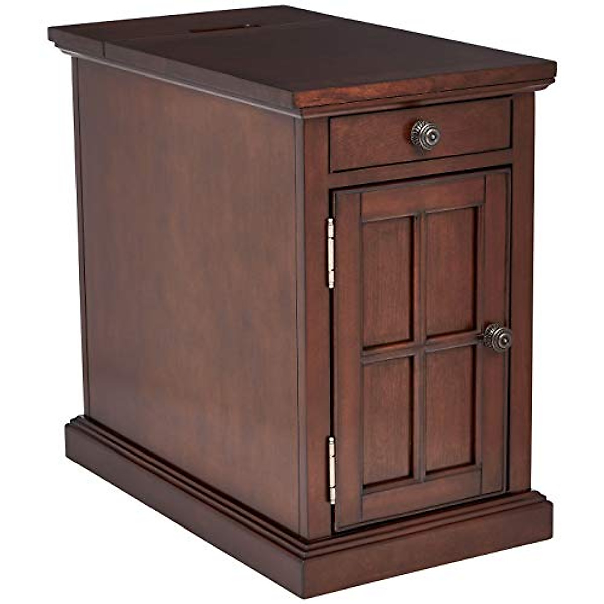 Ball & Cast Traditional End Table with Charging Station Chair Side Table with USB Ports & Outlets, Dark Brown