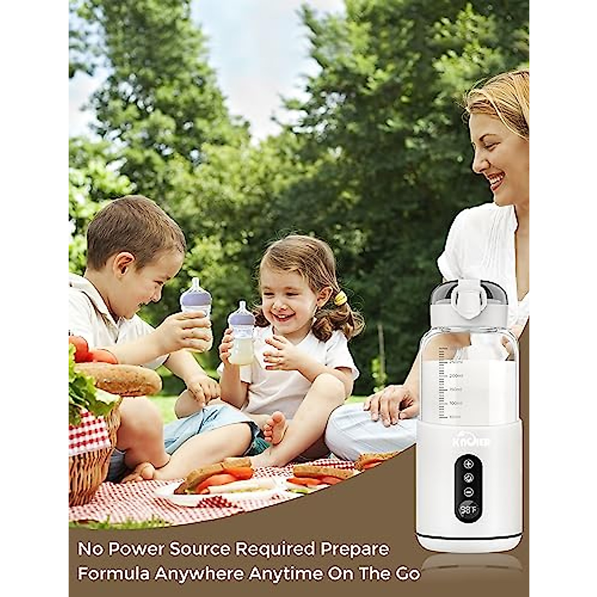 Portable Water Warmer for Baby Formula Travel, Wireless 9000mAh Battery Operated Portable Bottle Warmer, Precise & Adjustable Temperature, 10 Oz Detachable Glass Travel Bottle Warmer for Breastmilk