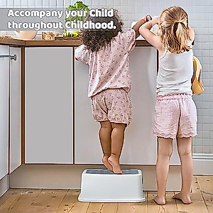 2 Pack Step Stools for Kids, Toddler Step Stool for Bathroom Sink, Toilet Potty Training and Daily Stool Grey+Pink