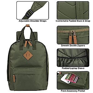 Summit Ridge Laptop Backpack for Women, Men for Travel, School, College Backpack with Padded Back, Adjustable Padded Shoulder Straps (Green)