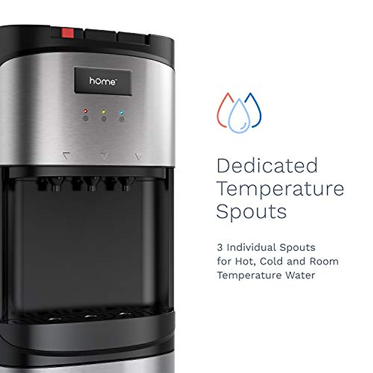 hOmeLabs Bottom Loading Water Dispenser for 5 Gallon Bottle - Hot Room and Cold Water Cooler in Stainless Steel Frame with Removable Drip Tray Safety Child Lock and LED Night Light