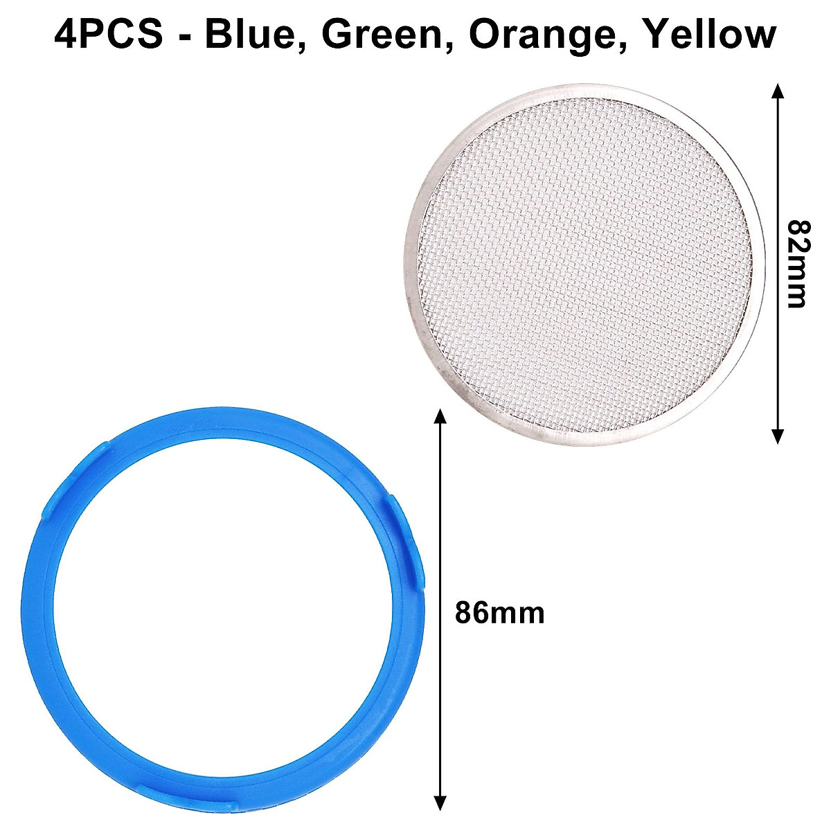 GDFYMI 4Pcak Sprouting Lids for Mason Jars, 86mm Wide Mouth Canning Jar Stainless Steel Mesh Screen Strainer Lid for Bean Sprouts Grow Kit - 4 colors