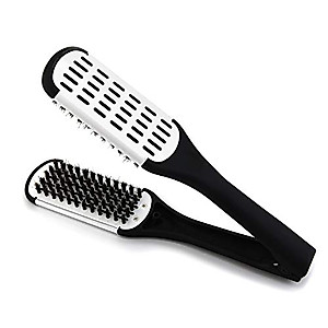 Aethland Double-Sided Boar Bristle Brush and Hair Straightening Comb for Smoothing and Styling