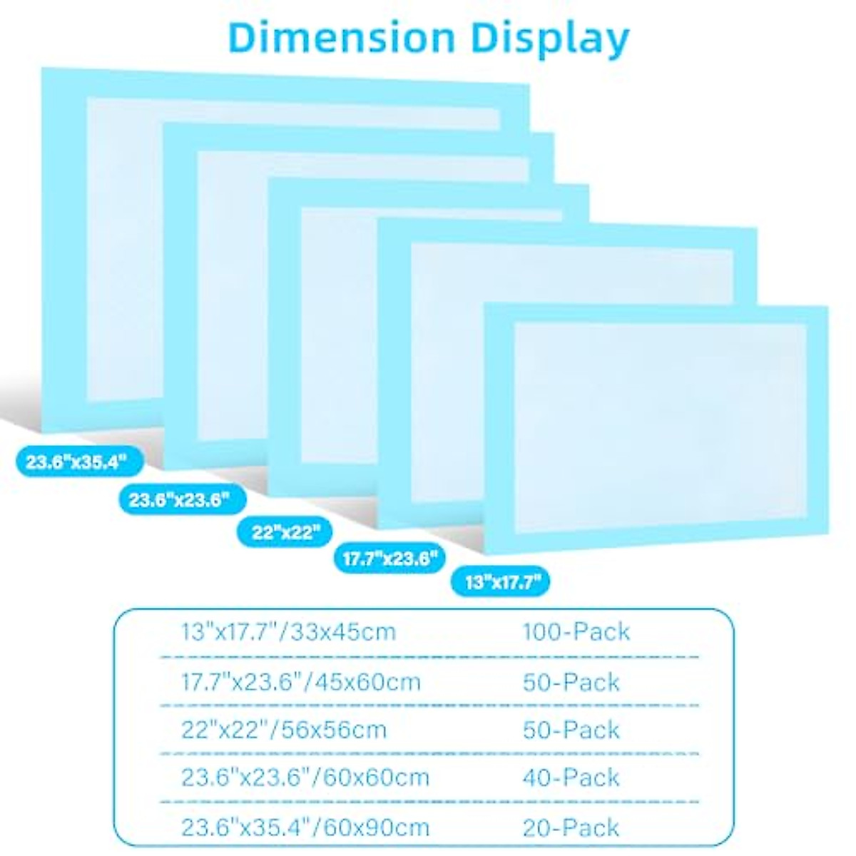 Super Absorbent Waterproof Dog and Puppy Pet Training Pad, Housebreaking Pet Pad,Blue (23.6"x35.4" (20PCS))