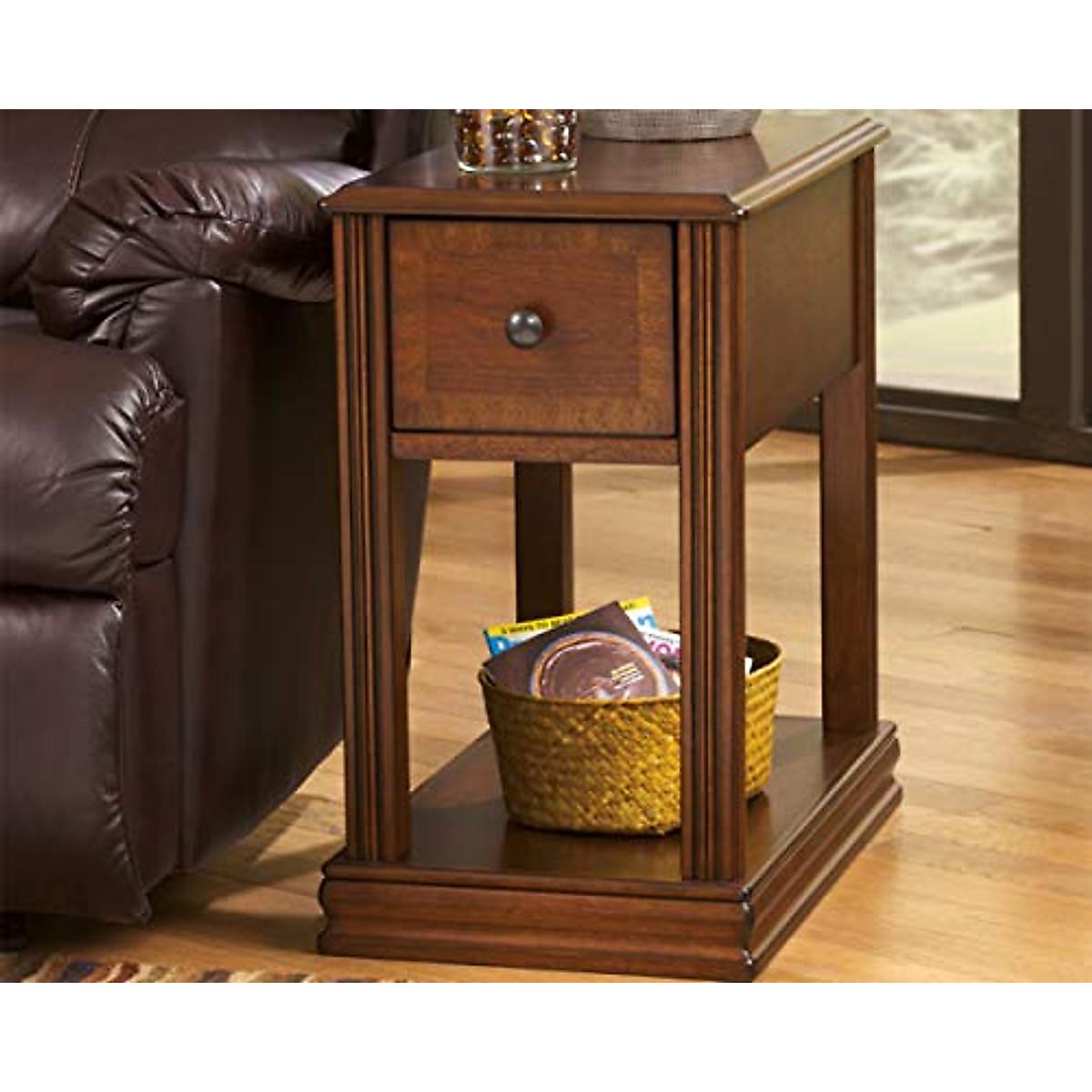 Signature Design by Ashley Breegin New Traditional Wooden Chair Side End Table, Brown