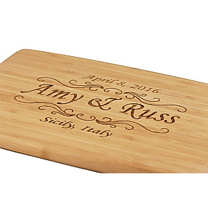 DA VINCI Personalized Custom Natural Bamboo Cutting Board for Wedding, Engagement, House Warming Gift. Your Text or Message Laser Engraved on the Board (12x16 Inch)