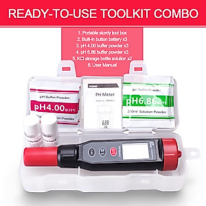 Poniie PH2022Plus Waterproof Digital PH Meter for Water Hydroponics Food Brewing w/Portable Toolkit Combo, 0.01 Resolution