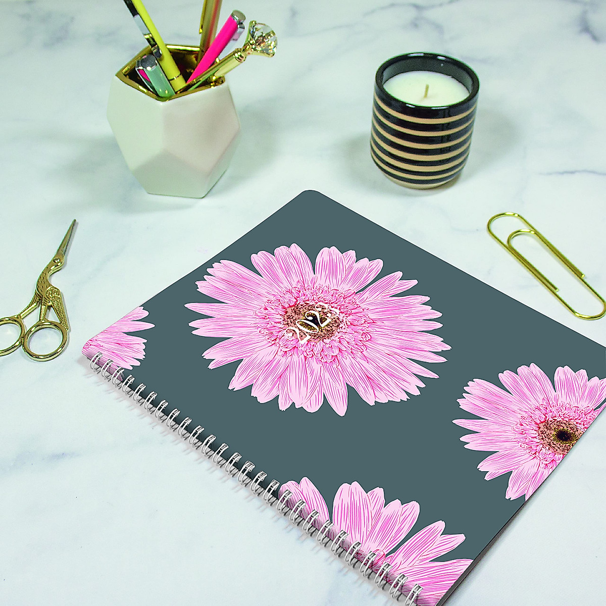 Brownline 2023 Pink Essential Monthly Planner, 14 Months, December 2022 to January 2024, Twin-Wire Binding, 8.875" x 7.125", Pink Daisy (CB1200G.05-23)