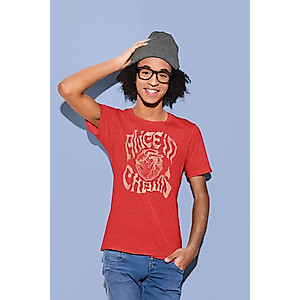 American Classics Alice in Chains T-Shirt - Heart Mens Short Sleeve 90s Music Vintage Style Graphic T-Shirt - Red Heather