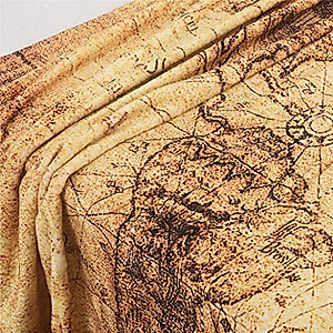 Goodbath Map Throw Blanket,Vintage World Map Fleece Blanket for Couch Sofa Bed Travelling, 80 x 58 Inch