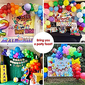 RUBFAC Rainbow Balloons Garland Arch Kit, 129pcs 12 Assorted Color Balloons Colorful Party Balloons for Birthday Party Baby Shower Decoration