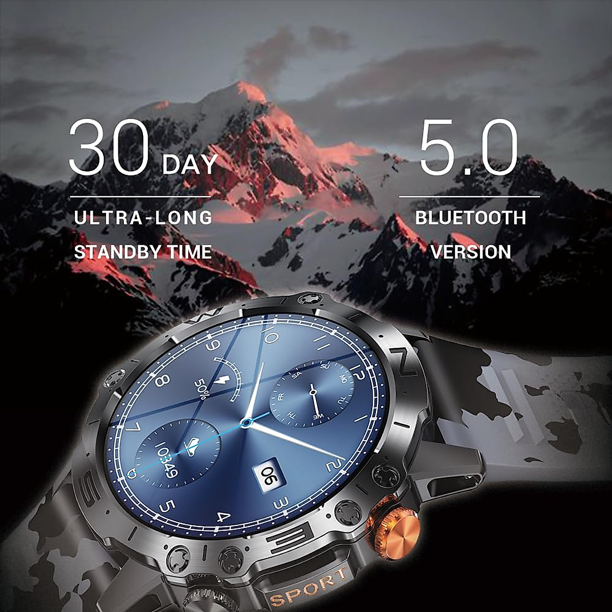 GLONHI Smart Watch for Men Women, 1.43" AMOLED HD-Display (Answer/Make Call)，Fitness Tracker with Heart Rate Blood Oxygen Monitor, 40Days Long Battery for Android iOS (Silver)