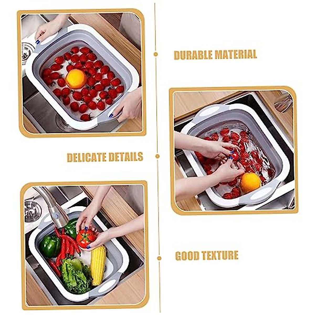 ULTECHNOVO Foldable Chopping Board Collapsing Laundry Baskets Portable Laundry Basket Folding Cutting Board Cutting Board Strainer Portable Foldable Cutting Board Chopping Cutting Board Plate
