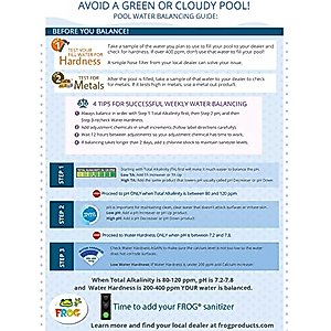 Flippin’ FROG Complete Floating Sanitizing System + 4 Flippin’ FROG Replacement Cartridges for Pools up to 10,000 gallons, Quick and Easy All-in-One Pool Sanitizer