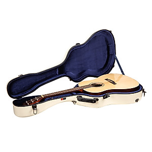 Crossrock Fiberglass Guitar Case - Fits 40"/41" Dreadnought Acoustic Guitar - Padded Straps, Interior Compartment, Fixed & Removable Paddings, Hygrometer - Includes TSA Lock - Ivory