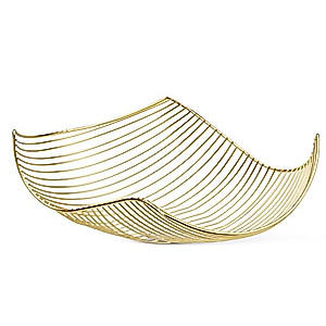 Vistella Fruit Bowl Basket in Shiny Gold - 6 Colors Available - Stainless Steel Wire Design with Modern Styling - Decorative Countertop Centerpiece