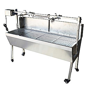 HayWHNKN Rotisserie Grill Roaster 66lbs Stainless Steel BBQ Rotisserie Grill Kit Pig Lamb Goat Chicken Charcoal Spit Roaster Rotisserie Grill for Garden Patio Outdoor Cooking Party (46 inches)