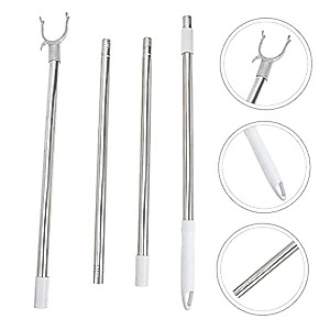 CIYODO Bathroom Must Haves 4pcs Stitching Clothes Rail Outdoor Hooks for Hanging Curtain Hooks for Drapes Retractil De Clothesline Prop Garment Reacher Clothes Reach Tool Closet Hook Pole