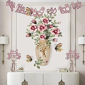 Rose Gold Wedding Party Decoration - He Asked - She Said Yes - Mr &Mrs - Bride To Be - We're Engaged and Love - 12 Pcs Glitter Wedding Cake Toppers Centerpiece Sticks Flower or Table Toppers