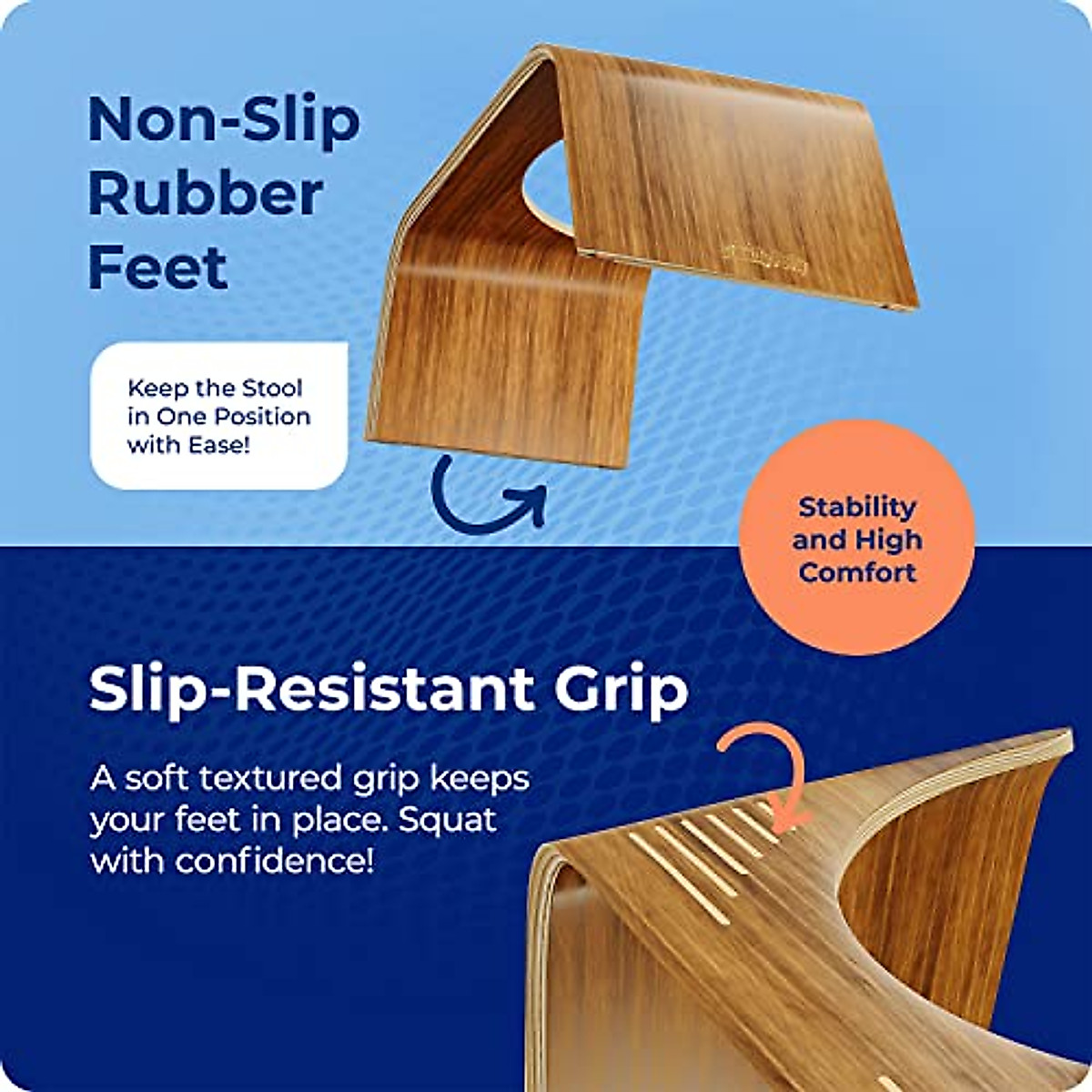 Squatty Potty The Original Bathroom Toilet Stool - Slim Teak Finish, 7 inch Height