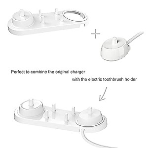 Electric Toothbrush Holder with 1 Charging Stand Slot, 1 Toothbrush Stand and 4 Toothbrush Head Stands + 4 PCS Toothbrush Head Covers for Oral B