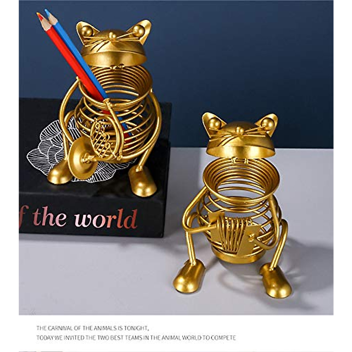 Red Spider Creative Golden Animal Band Band Iron Decoration Simple Modern Hotel Decorations Home Desktop Decoration Coffee Table Decor Metal Pen Holder (French Horn Player)