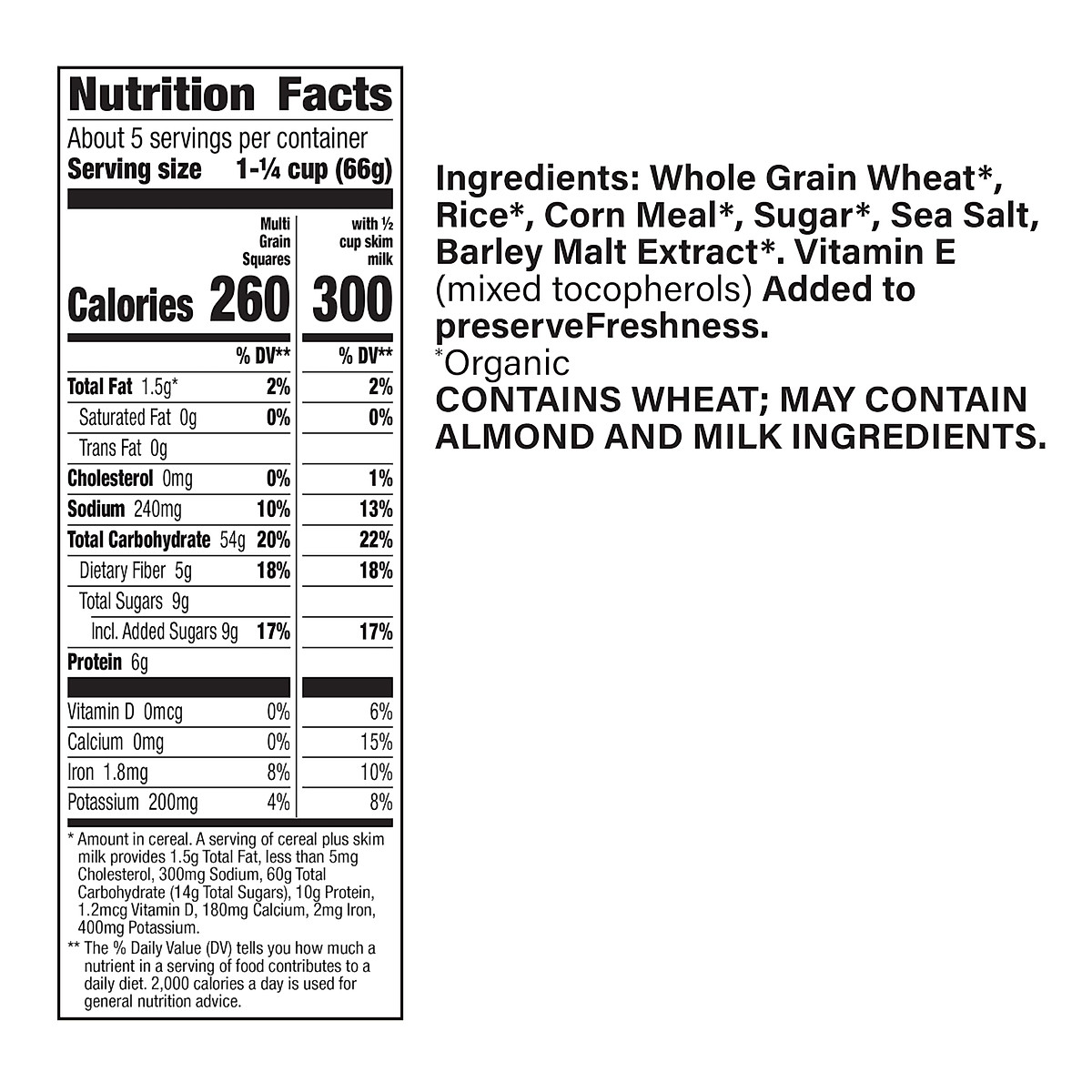 Cascadian Farm Organic Multi Grain Squares Cereal, 12.3 oz.