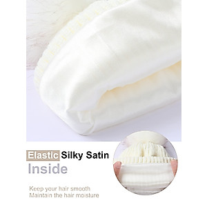 4 Pieces Womens Winter Satin Lined Knit Pom Beanie Hats Touchscreen Gloves Set