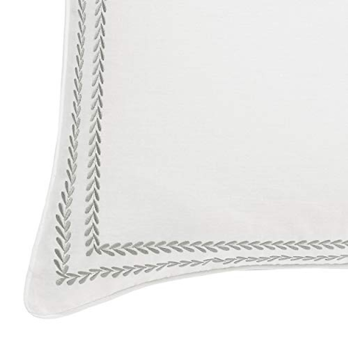 Laura Ashley Home - Euro Sham Set, Smooth Cotton Shams with Zipper Closure, Lightweight & Stylish Home Decor (Stitched Vine Leaf Grey, 2 Piece)