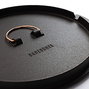 Barebones 10 Inch Cast Iron Skillet - Black Flat Enameled Cast Iron Skillet with Lid, Frying Pan