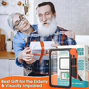 Large Magnifying Glass with Light, Full Page 5X Magnifier 48LED Cold & Warm Light with 3 Modes, Folding Handheld Illuminated Lighted Magnifier for Seniors Low Vision Reading Inspection (Full Page)
