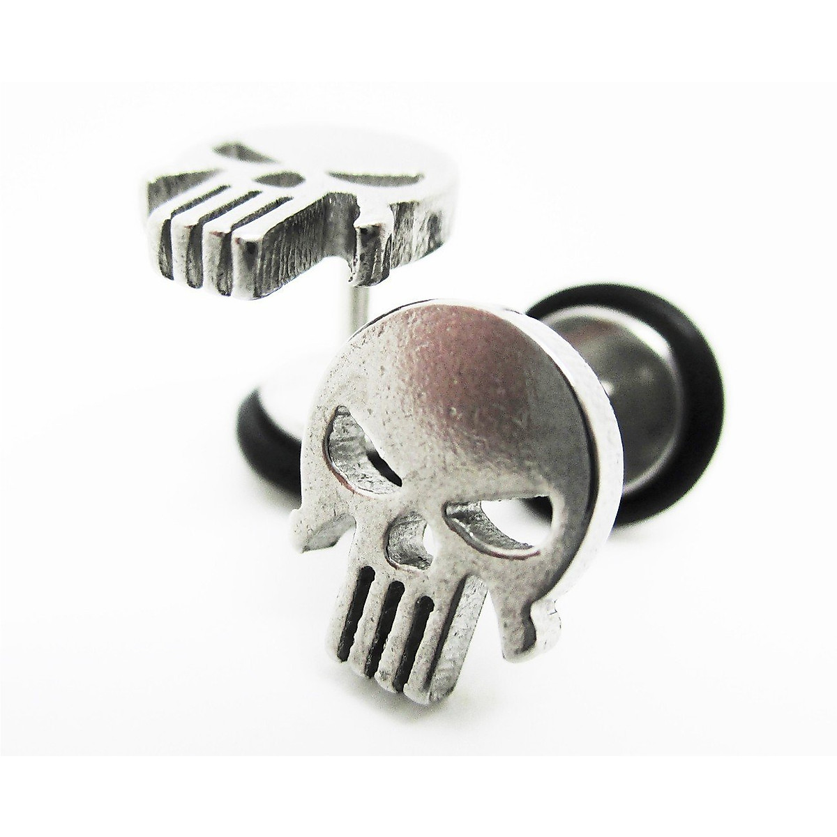 Skull Metal Cutout Stud Post Earrings - New - Pair! - Four Colors to Choose From (Anodized Multi-Colored)