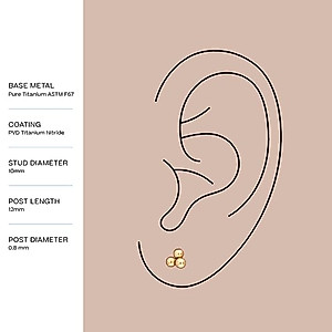 Tini Lux | Hypoallergenic Earrings | Astrid Studs | Silver | Titanium Stud Earrings for Women | Silver Earrings Studs, Sensitive Ears, Trendy Womens Earring Set (Gold)