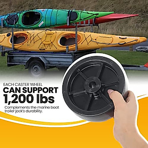 (2-Pack) AR-PRO 6-Inch Boat Trailer Jack Wheels - Universal Fit Black Plastic Caster Wheels - Includes All Mounting Hardware - Suitable for Boat Trailer Jacks with 1 or 2 Wheels