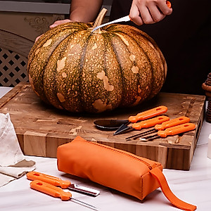 Vvinjinwujin 7 pcs multifunctional pumpkin carving kit - carving knives for pumpkin, clay, soap and wood - perfect for Halloween pumpkin cawing - ergonomic handle - full set of durable storage bags