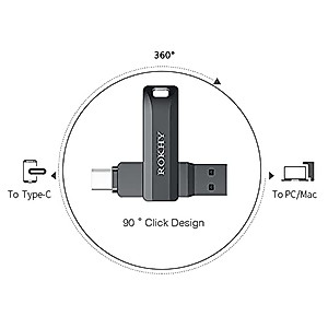 ROKHY Flash Drive USB Type C Both 3.2 Tech - 2 in 1 Dual Drive Memory Stick High Speed OTG for Android Smartphone Computer, MacBook, Google's Chromebook Pixel, Samsung - 32GB