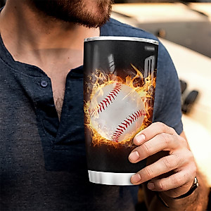 Wassmin Personalized Baseball Tumbler Sports Cups With Lids Gifts For Players Lovers Fan Coach Stainless Steel Insulated Tumblers 20oz 30oz Coffee Travel Mug Birthday Christmas Presents