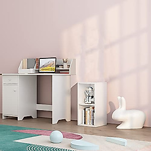 ALISENED Small Bookshelf, Wooden Stackable Cubby 2 Cube Shelf, Modern Small Spaces Storage Organizer Bookcase Display Rack for Bedroom, Library, Living Room, Home, Office, White