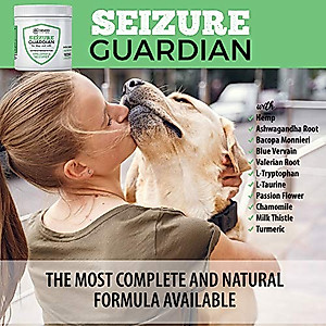 Seizure Support and Calming Aid for Dogs and Cats - All Natural Epilepsy and Seizure Aid. Hemp, Ashwagandha, Blue Vervain, Valerian, L-tryptophan, L-Taurine, Chamomile, Milk Thistle, Turmeric.