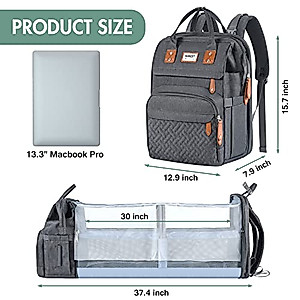 HOBEST Diaper Bag Backpack, Multifunction Large Travel Diaper Bag with Changing Pad and USB Charging Port for Moms Dads, Waterproof Unisex Baby Bag for Boys Girls, Baby Registry Search Shower Gifts