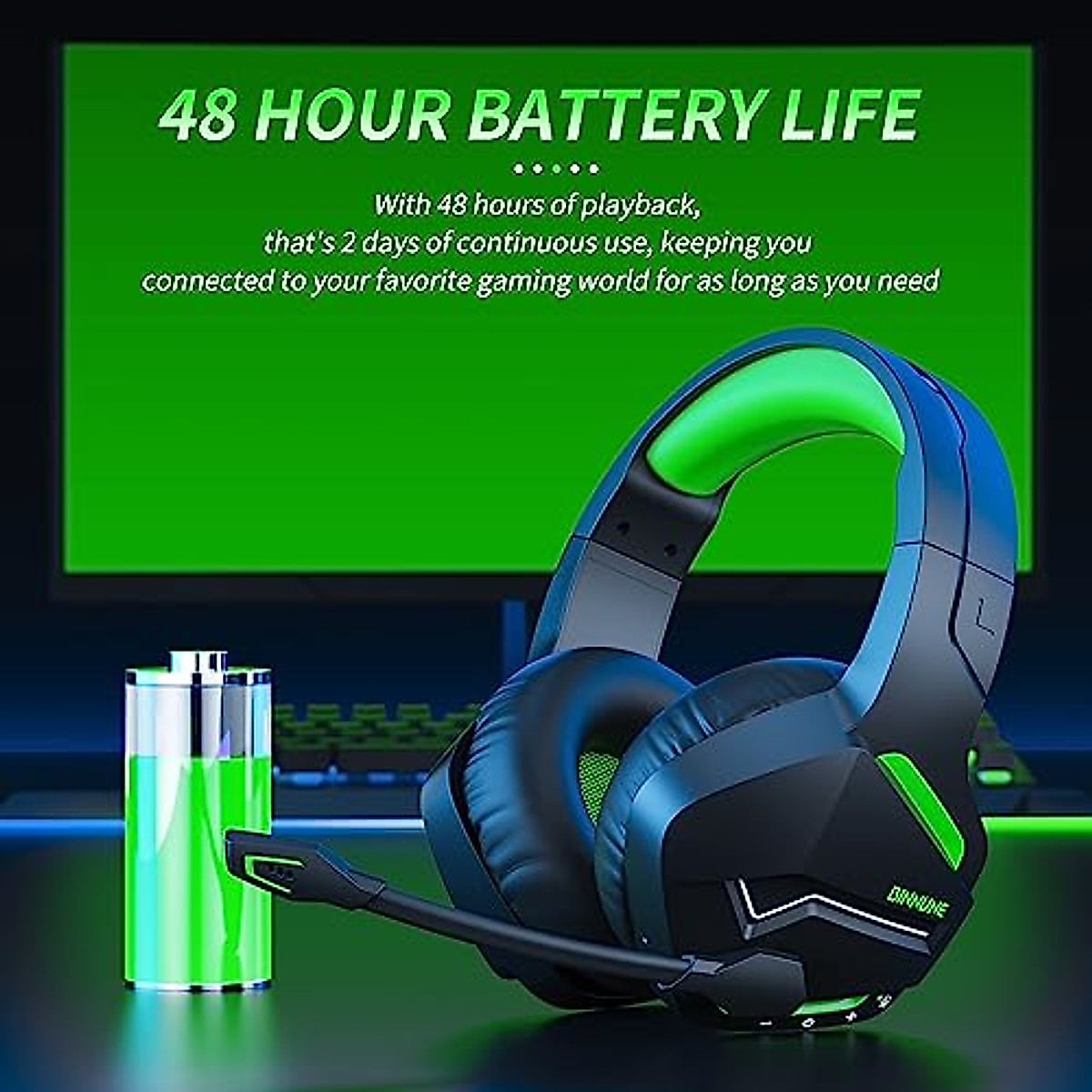 BINNUNE Dual Wireless Gaming Headset for PC PS4 PS5 Playstation 4 5, Bluetooth Gaming Headset with Microphone for Laptop Computer