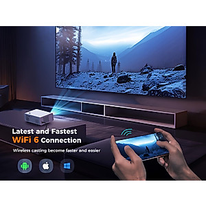 Auto Focus & Auto Keystone with WiFi 6 and Bluetooth 5.2, Agreago Native 1080P 4K Supported Outdoor Projector with Screen, Home Projector Compatible with iOS/Android/HDMI/USB/TV Stick