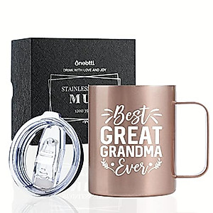 Onebttl Great Grandma Gifts, Stainless Steel Mug 12oz/350ml, Gifts for Great Grandma - Best Great Grandma Ever