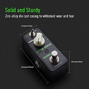 SONICAKE Reverb Guitar Pedal 3 Modes Room Hall Plate Guitar Effects Pedal Digital Reverb True Bypass