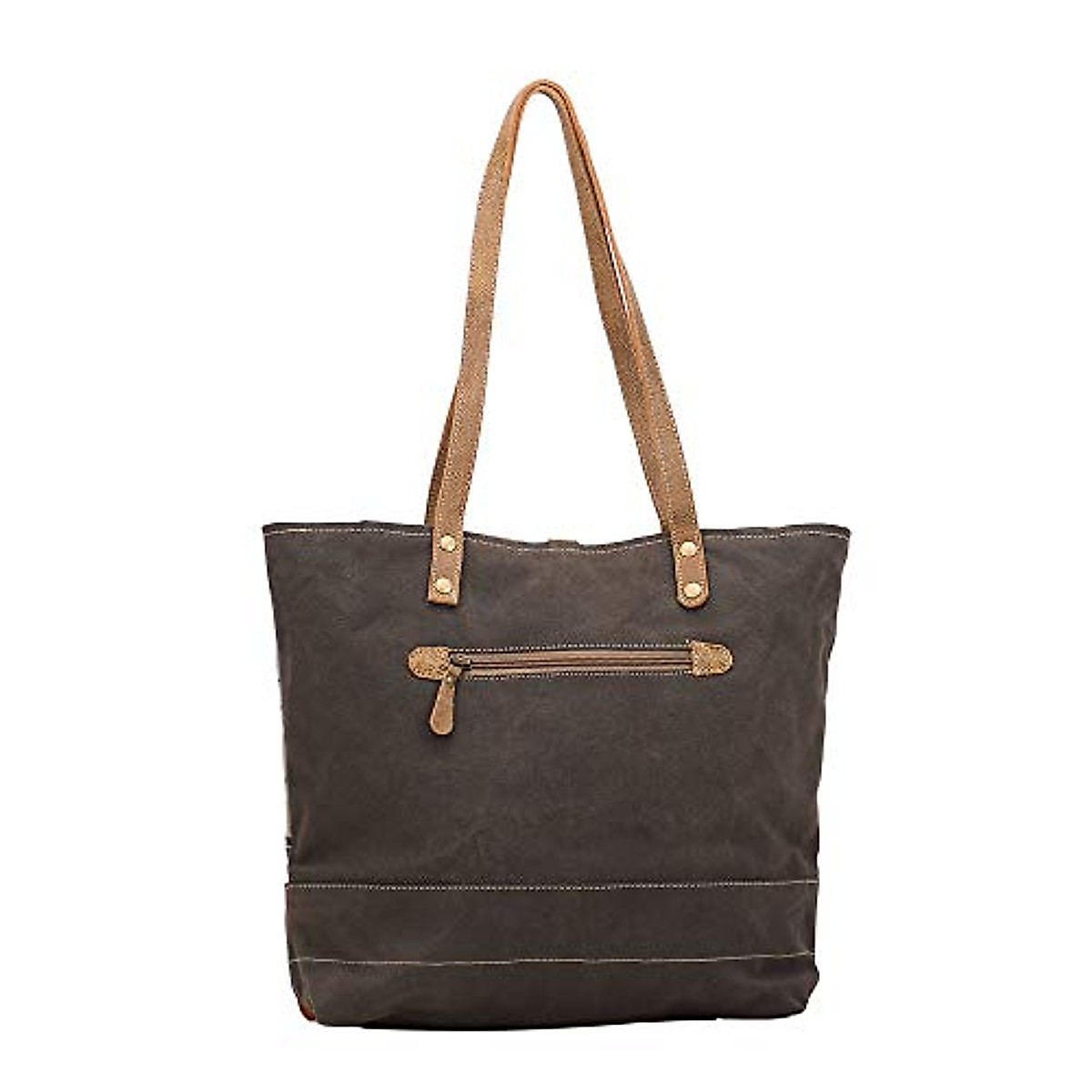 Myra Bag Bract Print Upcycled Canvas & Cowhide Tote Bag S-1435